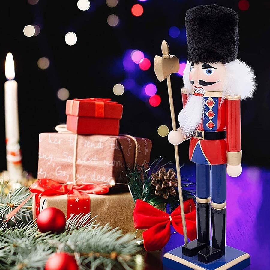 30cm Red Black and Multi Wooden Nutcracker