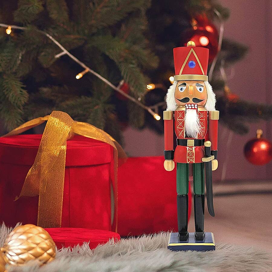 35.5cm Red, White and Multi Wooden Nutcracker - 6872269 - TJC