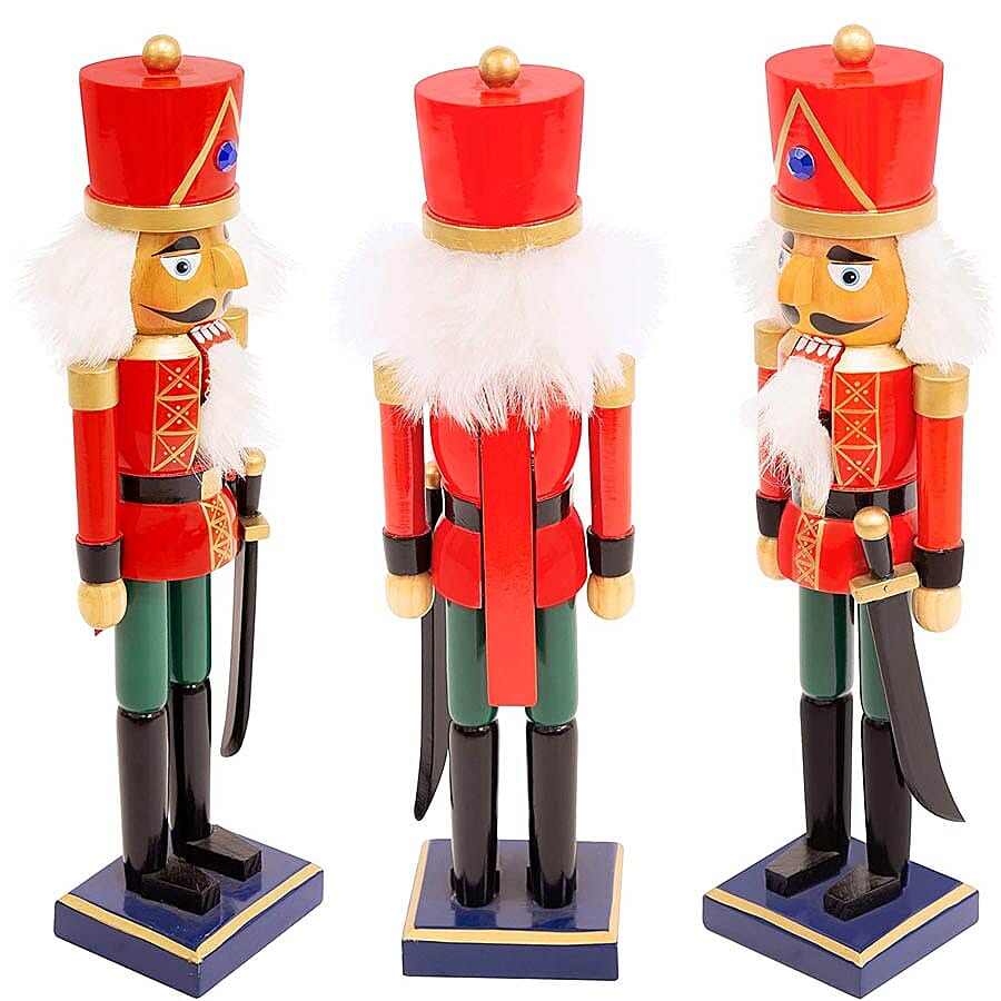 35.5cm Red, White and Multi Wooden Nutcracker - 6872269 - TJC