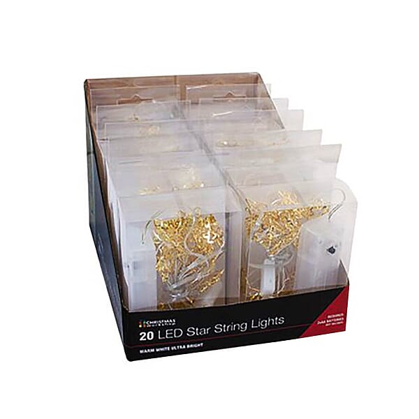 20 Micro Warm White LED Metal Star String Lights in Size 40cm - 6872390 ...