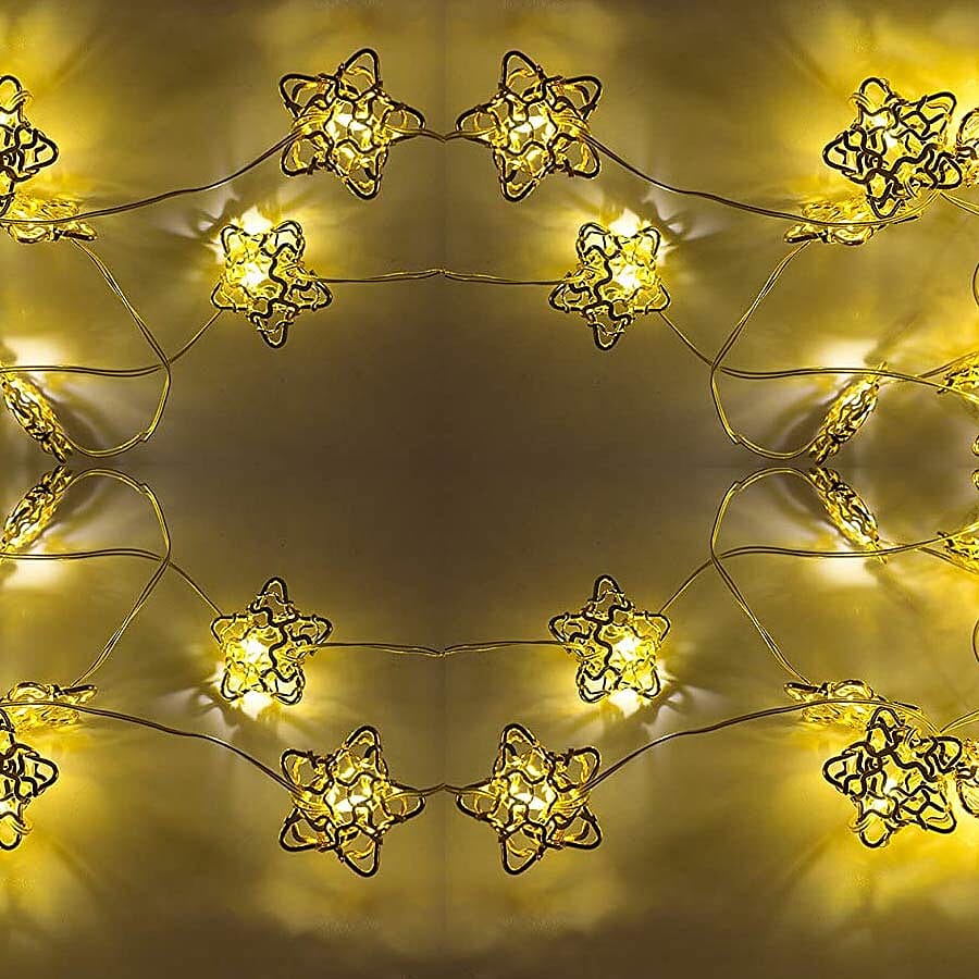 20 Micro Warm White LED Metal Star String Lights in Size 40cm - 6872390 ...