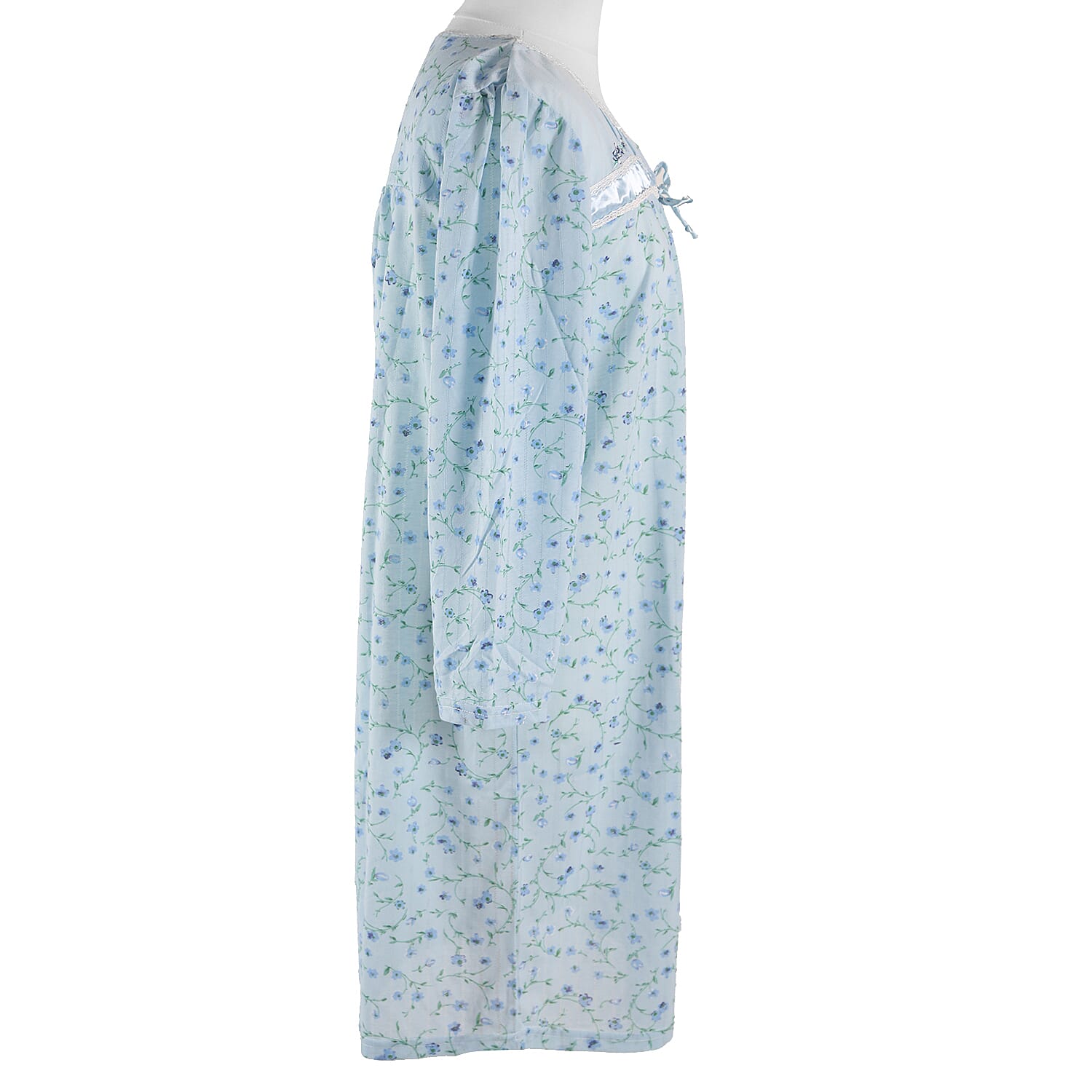 Amanda Paige Sleepwear Light Blue Soft Knit Nightgown in Floral Pattern ...