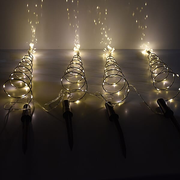 4 Piece - 50CM 200LED Spiral Tree Stake Lights - White - 6883874 - TJC