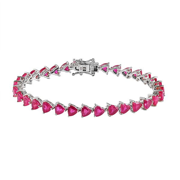 21.70 Ct African Ruby 7.5 Inch Bracelet in Vermeil Gold Sterling Silver ...