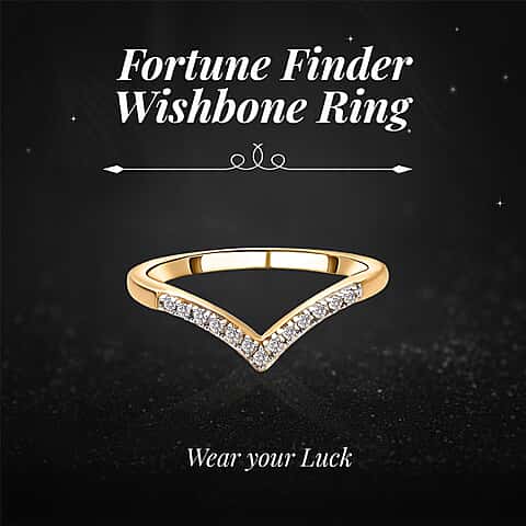 Diamond Wishbone Ring in Sterling Silver with 18K Vermeil Yellow Gold ...