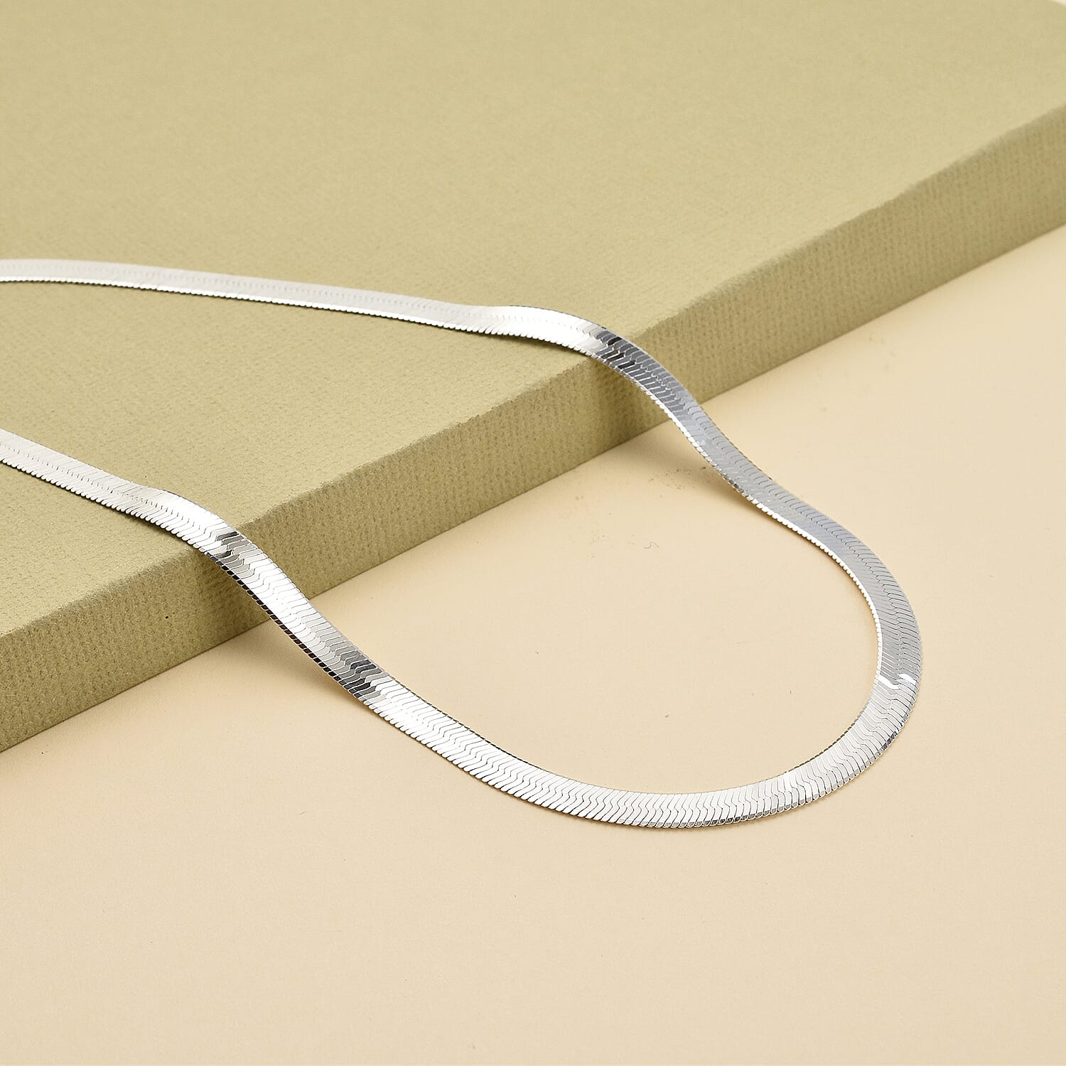 Sterling Silver Herringbone Necklace (Size - 20) with Lobster Clasp ...