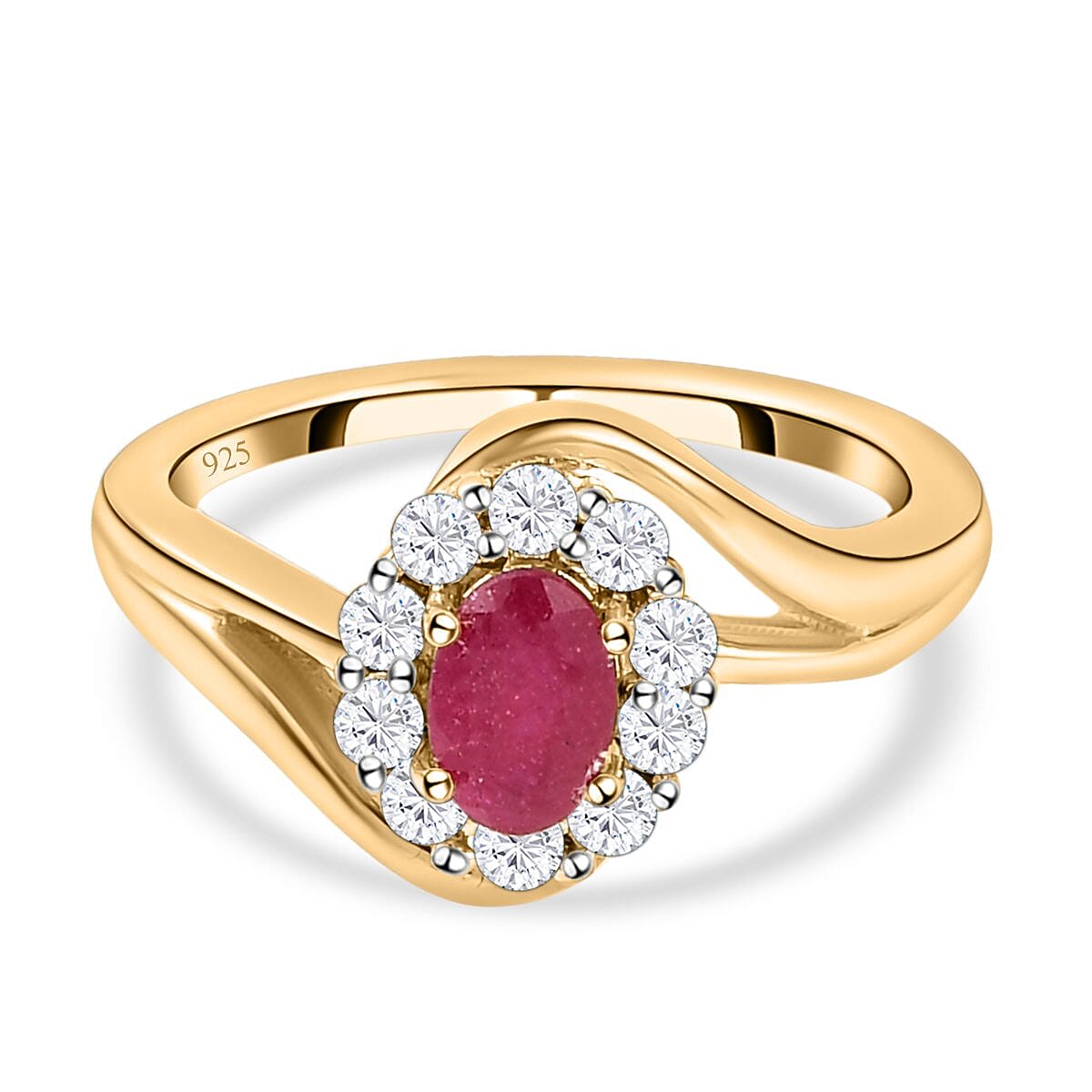 Fissure Filled Ruby and Natural Cambodian Zircon Ring in 18K Vermeil ...