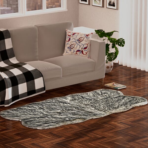 Faux Fur Tip Dyed Carpet (Size 180x100 Cm) - Black - 1656541004 - TJC