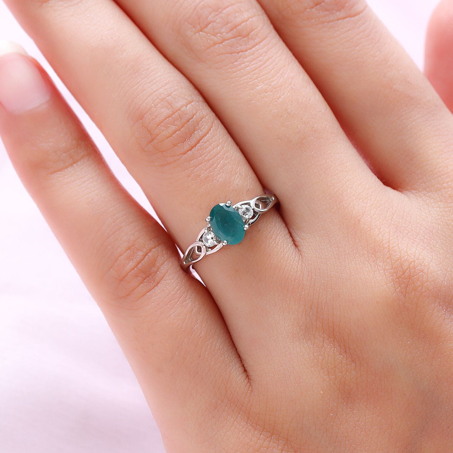 Grandidierite and Natural Zircon Ring in Platinum Overlay Sterling ...
