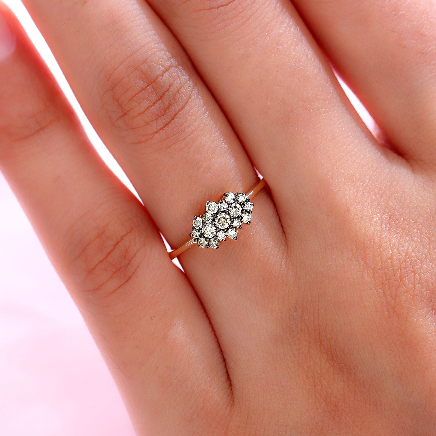 14K Yellow Gold SGL Certified Natural Green Diamond (I1-I2) Boat Ring 0 ...