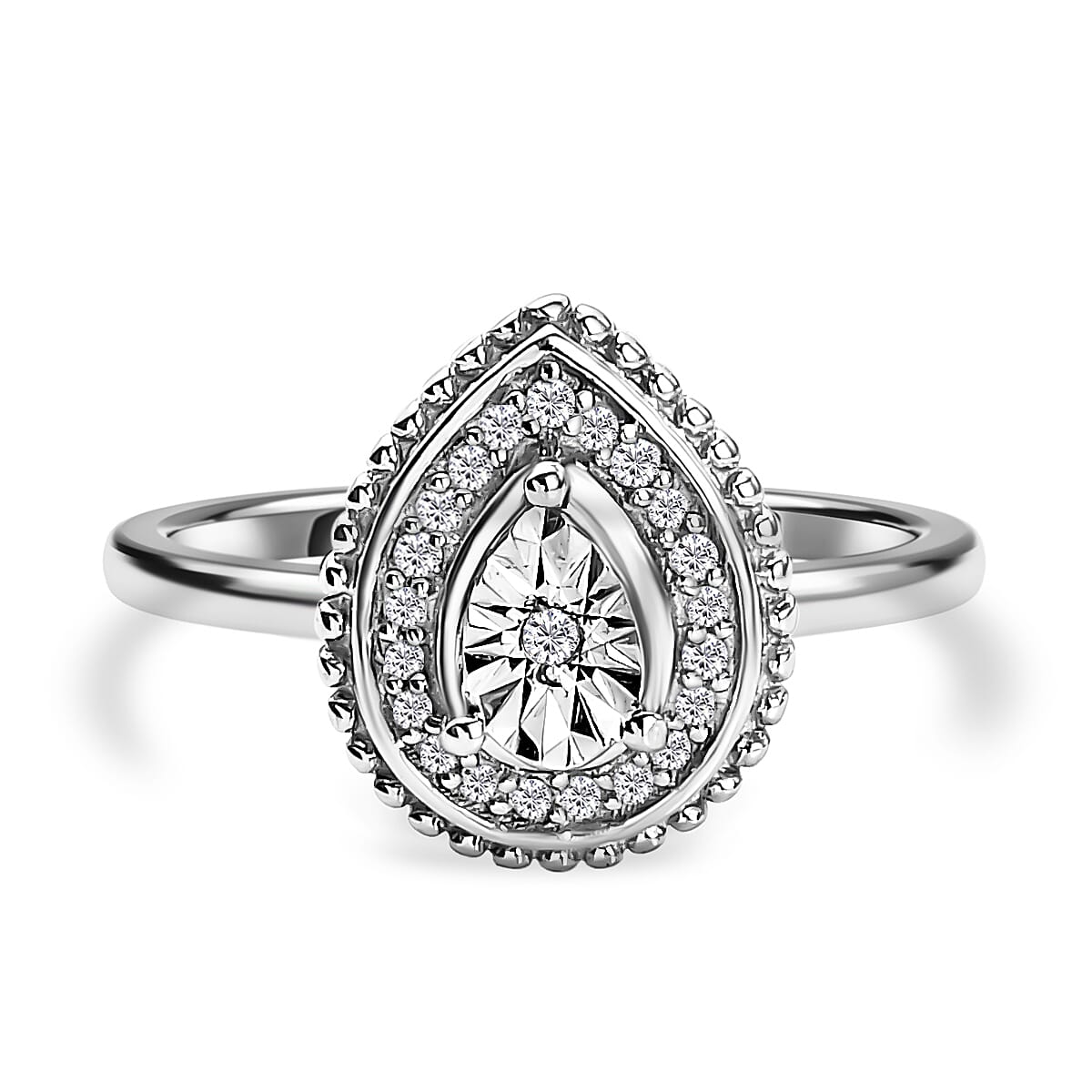 Diamond Ring in Platinum Overlay Sterling Silver - 7073211 - TJC