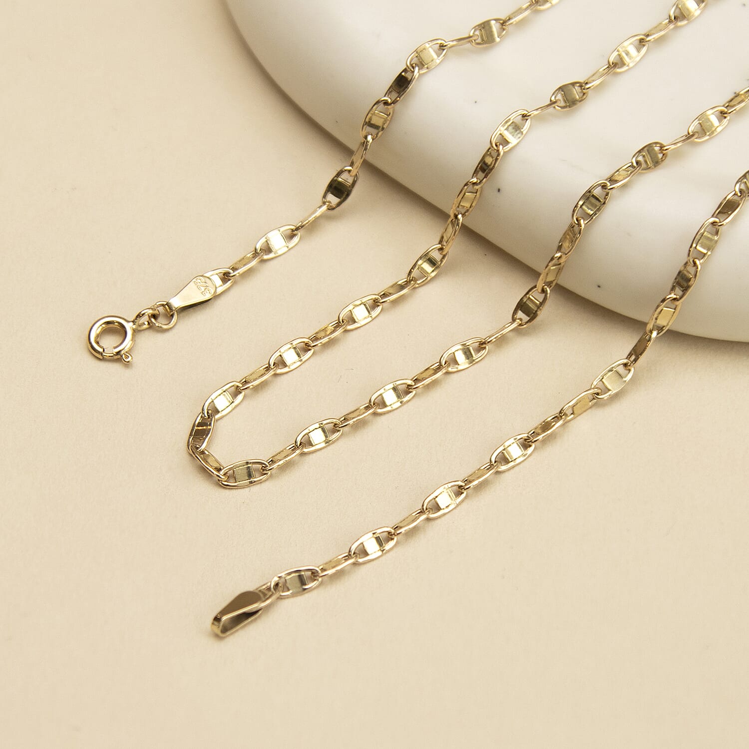 9K Yellow Gold Flat Oval Link Chain 18 Inch - 7078109 - TJC