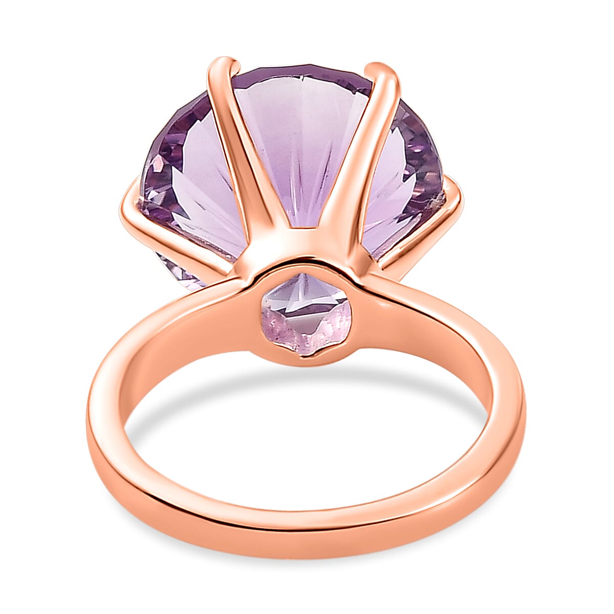 Hanabi Cut Rose De France Amethyst Solitaire Ring in 18K Vermeil Rose ...