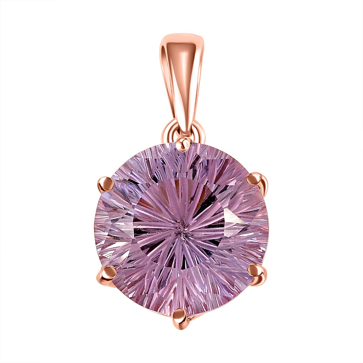 Hanabi Cut Rose De France Amethyst Pendant in 18K Vermeil Rose Gold ...