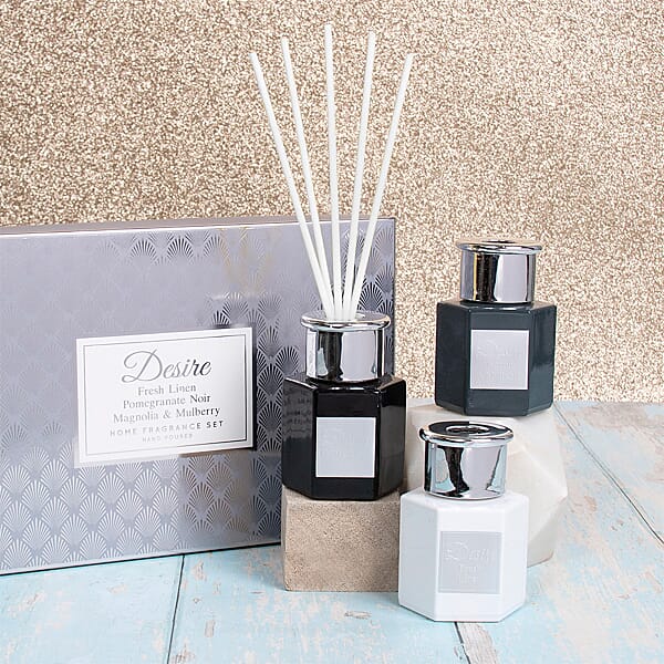 Lesser and Pavey Desire Diffuser Set (Fresh Linen, Pomegranate Noir, Magnolia & Mulberry ...