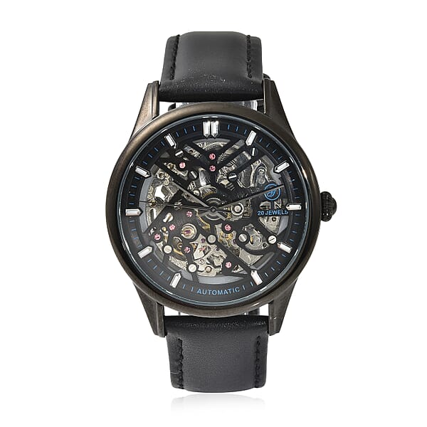 GENOA Automatic Movement Black Dial Pink Crystal Studded 5 ATM Water ...