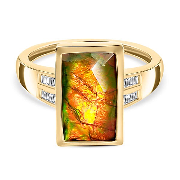 9K Yellow Gold Ammolite and Diamond Ring 2.92 Ct. - 7126553 - TJC