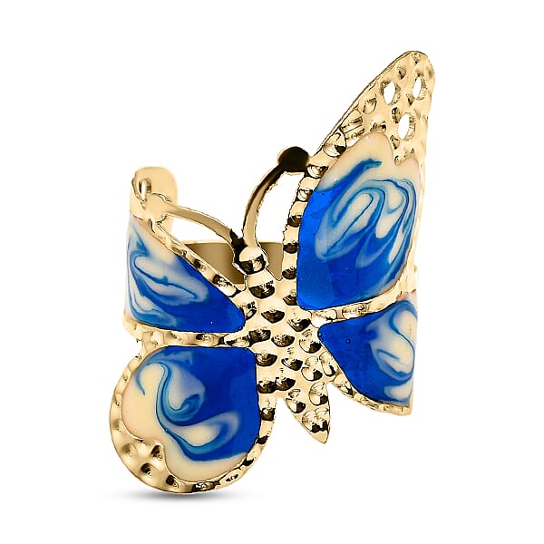 Maestro Collection - 9K Yellow Gold Butterfly Ring With Enamelling ...