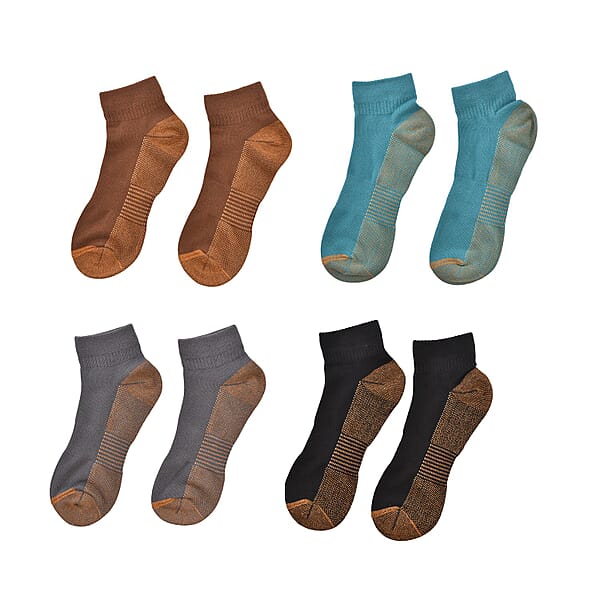 Set of 4 Pairs Antibacterial Copper Infused Compression Socks (Size 10 ...