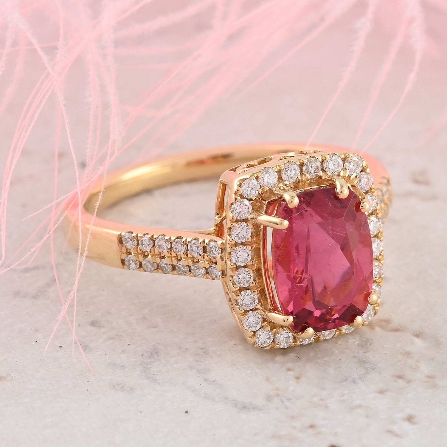 AGI Certified ILIANA 18K Yellow Gold AAA Rubellite and White Diamond ...