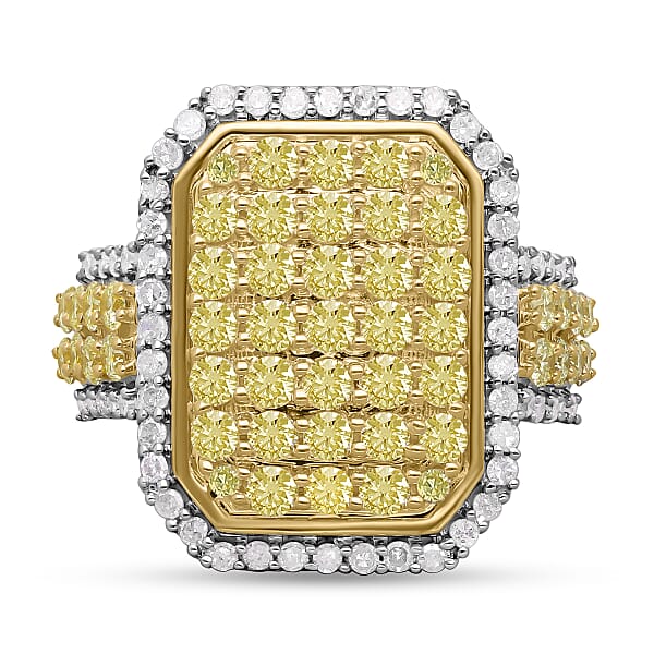 14K Yellow Gold SGL Certified Natural Yellow Diamond (SI/I1) and White ...