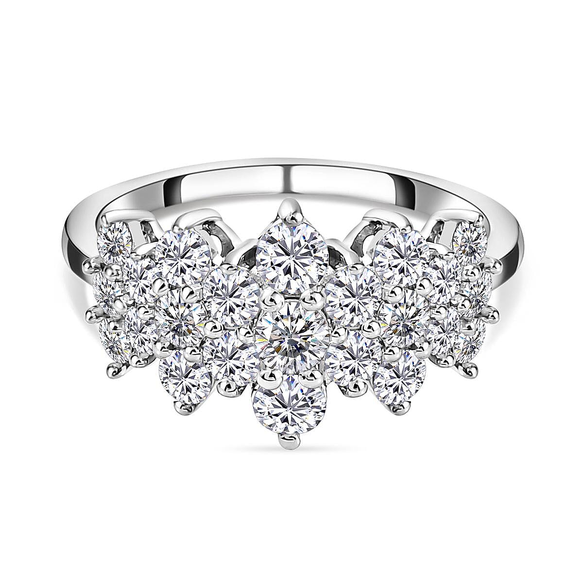 Moissanite Ring in Platinum Overlay Sterling Silver - M7152295 - TJC