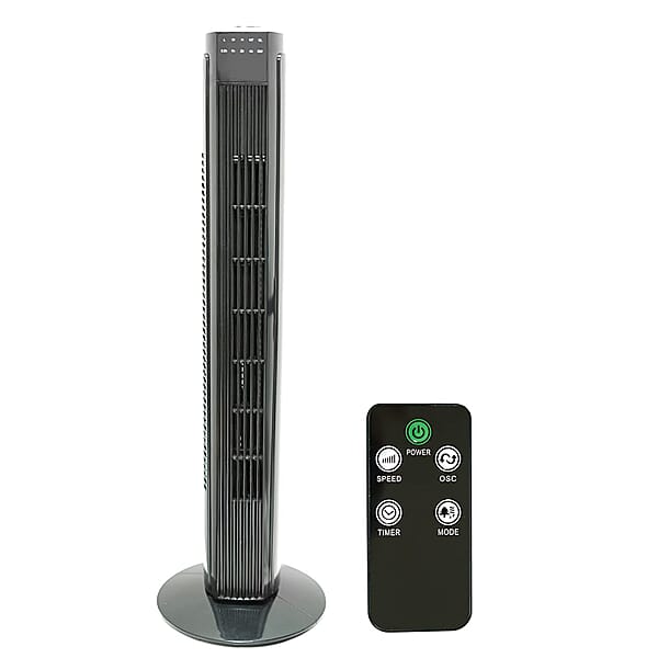 Bladeless Oscillating Tower Fan with Timer and Remote - Black - 7152445 ...