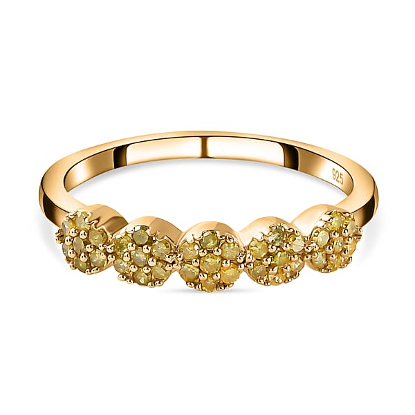 Natural Yellow Diamond Ring in Yellow Gold Vermeil Plated Sterling ...