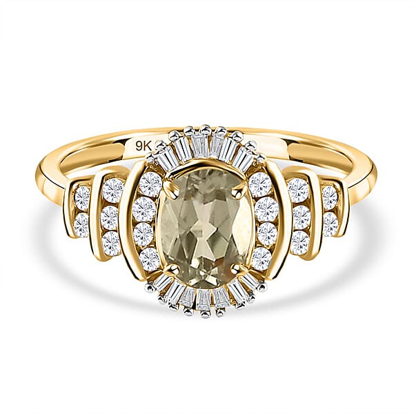 9K Yellow Gold AAA Turkizite and Diamond Classic Halo Ring 1.13 Ct ...