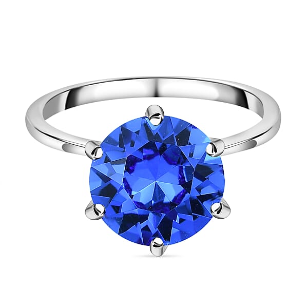 Sapphire Crystal Ring in Platinum Overlay Sterling Silver 3.13 ct ...