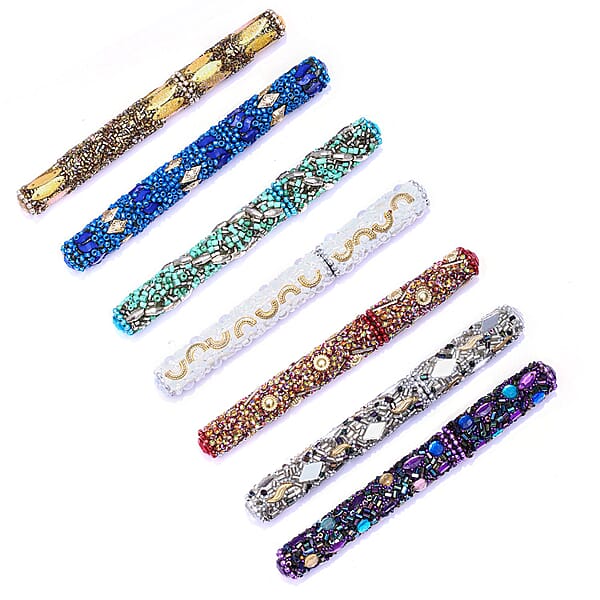 Set of 7 Hand Crafted Crystal Embellished Beaded Pens - Multi - 7162374 ...