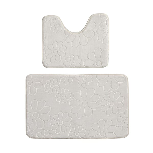 Set of 2 Extra Strong Anti-Slip Bathmat and Toilet Rug - Taupe ...