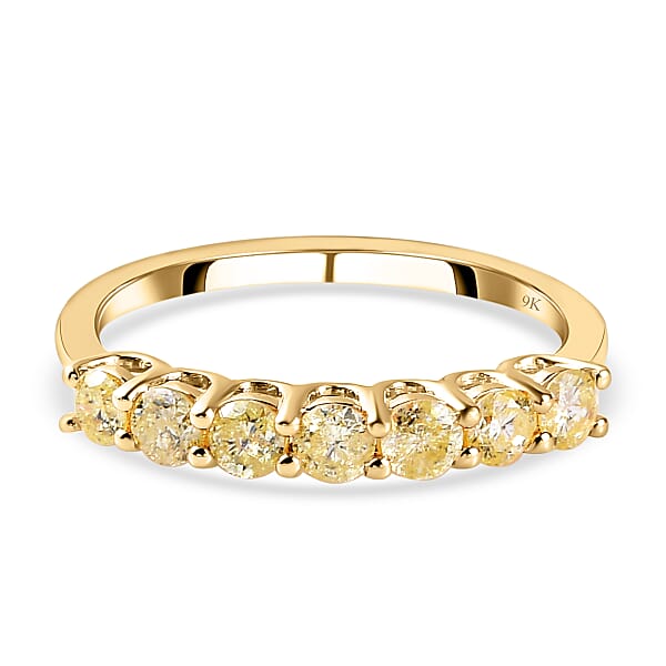 9K Yellow Gold SGL Certified Natural Yellow Diamond Engagement Ring ...