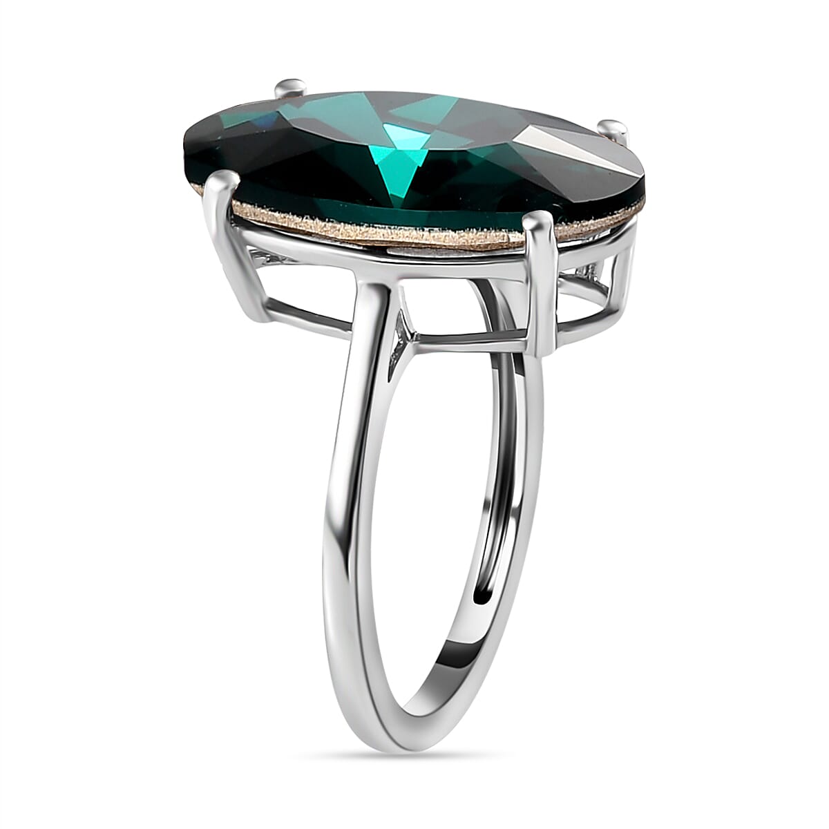 Emerald Crystal Solitaire Ring in Platinum Overlay Sterling Silver 5.32 ...