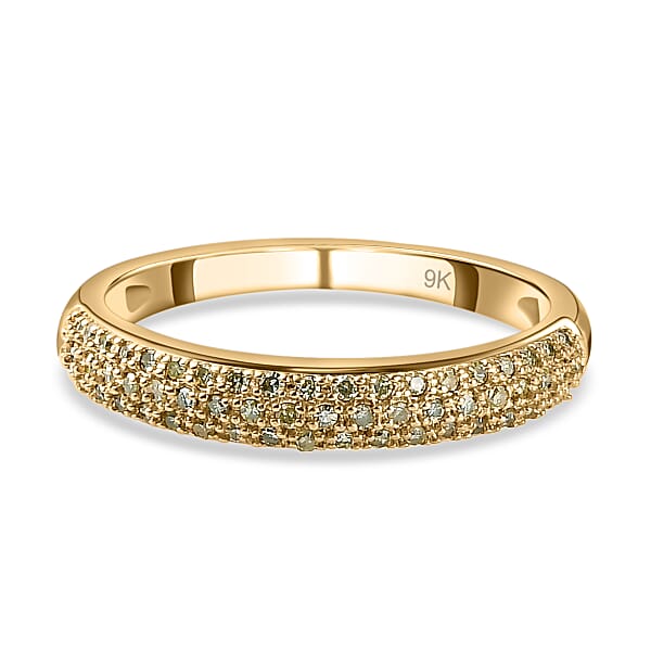9K Yellow Gold SGL Certified Natural Yellow Diamond Wedding Band Ring ...