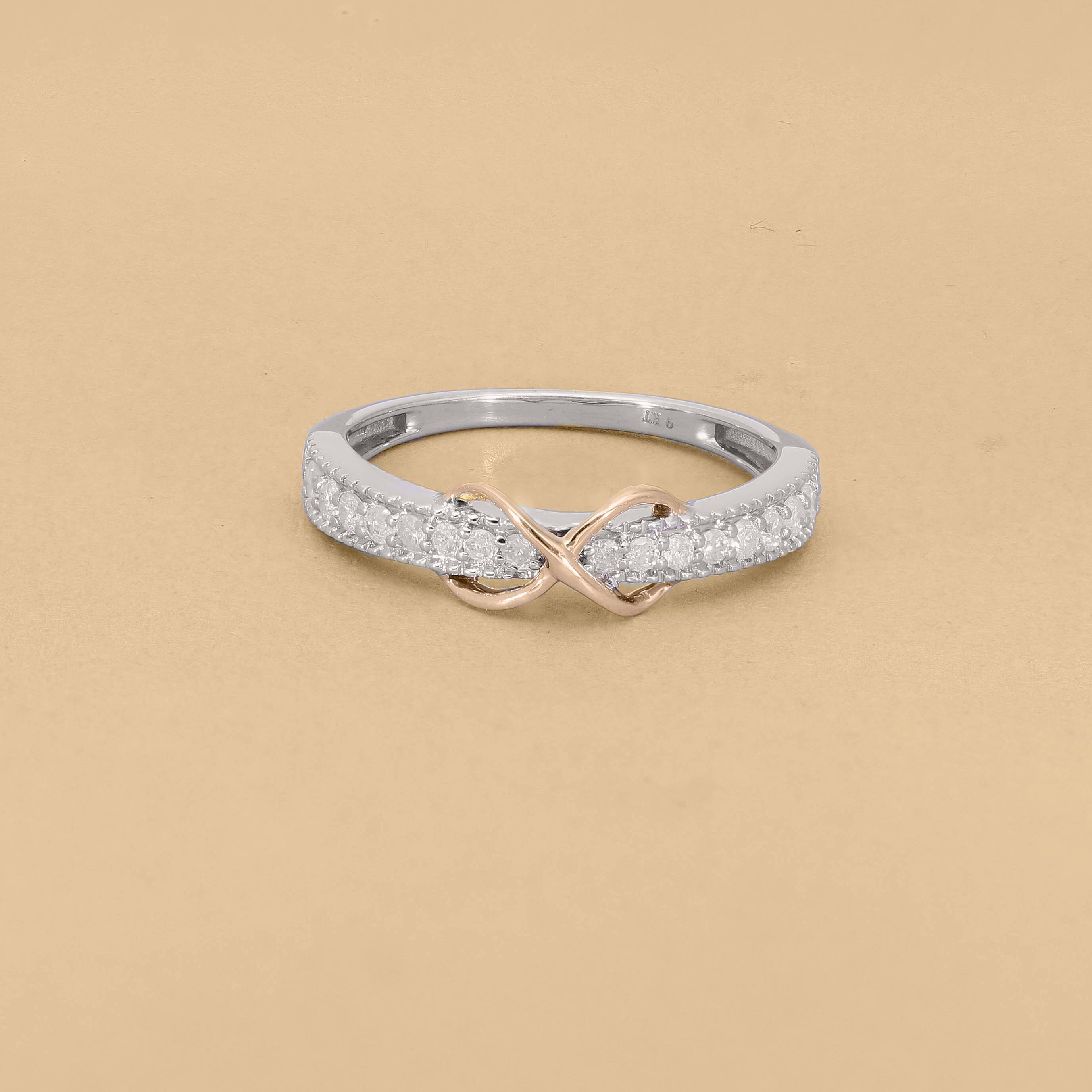 9K White Gold SGL Certified Diamond I3 GH Infinity Ring 0.26 Ct ...