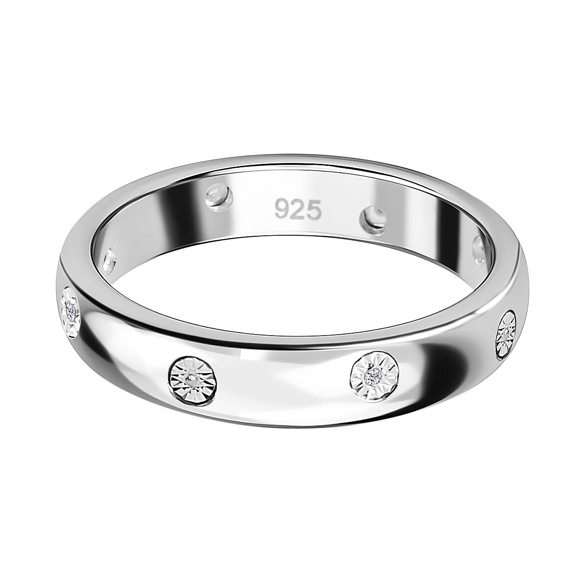 Diamond Flush Set Band Ring in Sterling Silver - 7172826 - TJC