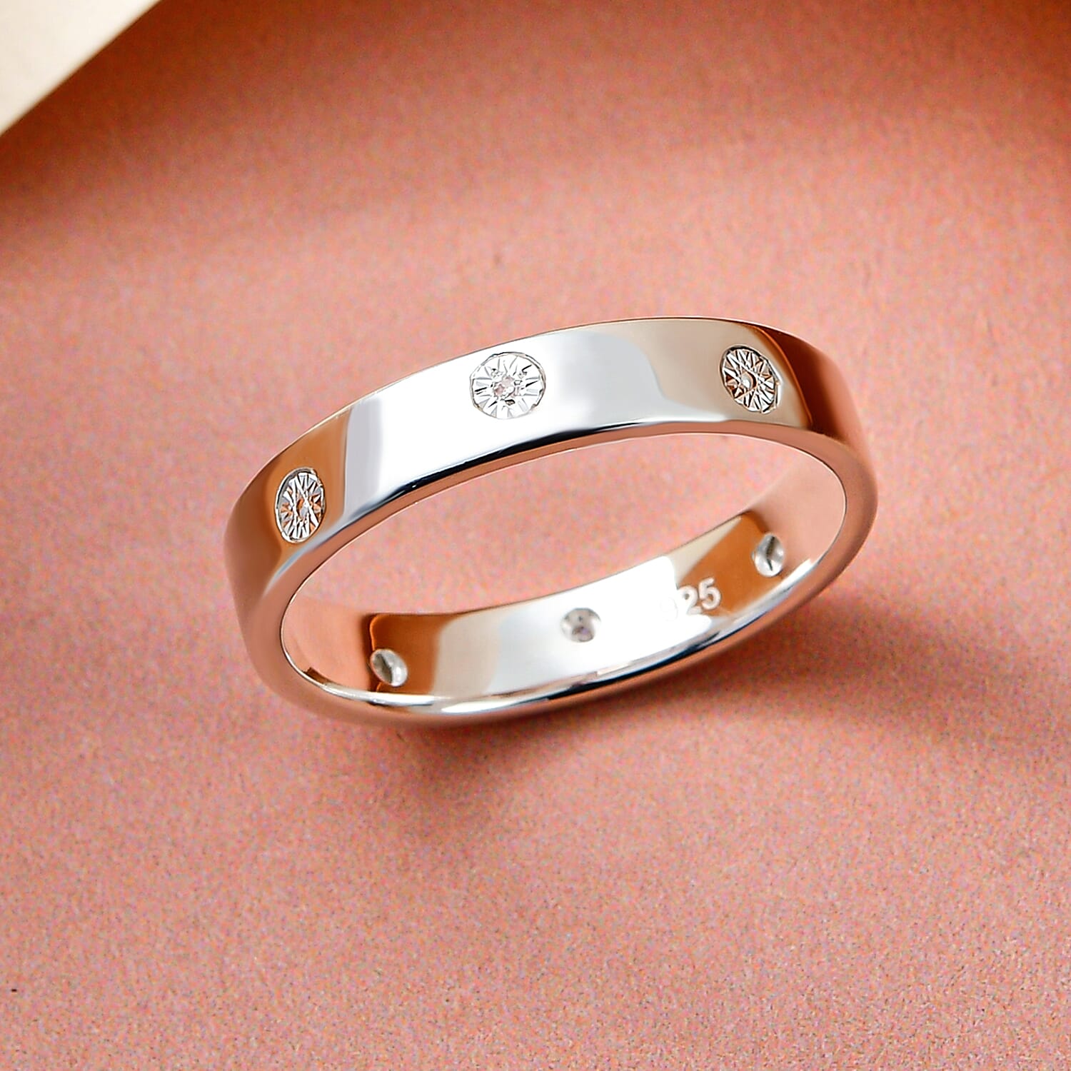 Diamond Flush Set Band Ring in Sterling Silver - 7172826 - TJC