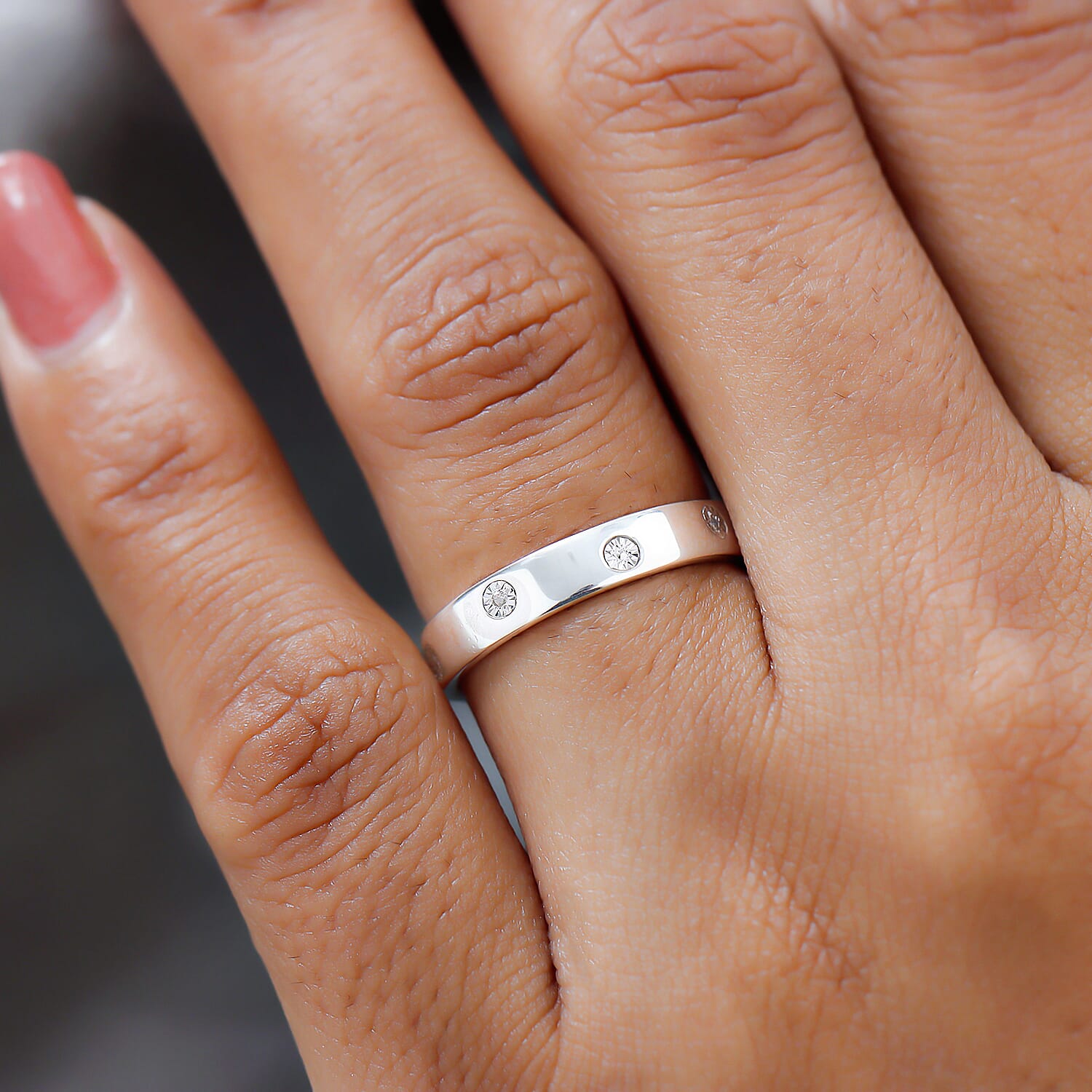 Diamond Flush Set Band Ring in Sterling Silver - 7172826 - TJC