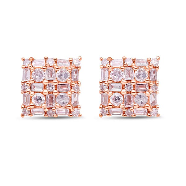 9K Rose Gold Pink Diamond I3 Stud Earrings 0.45 Ct With Push Back ...