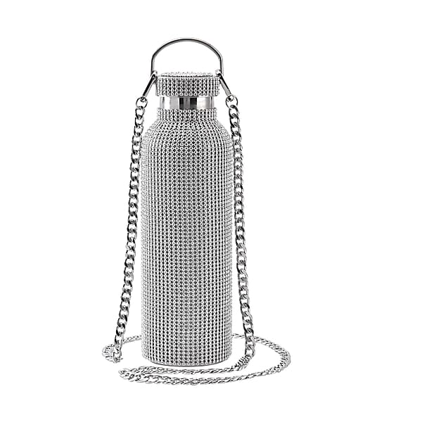 Crystal Embellished Stainless Steel Thermos Bottle with Detachable Long ...