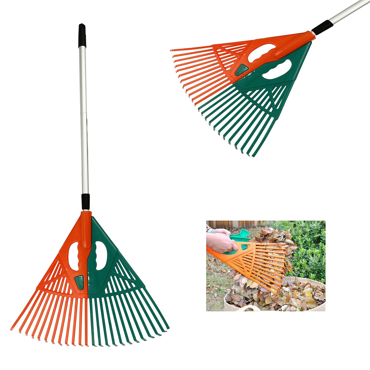 2 in 1 Telescopic Leaf Rake - Multi - 7186799 - TJC
