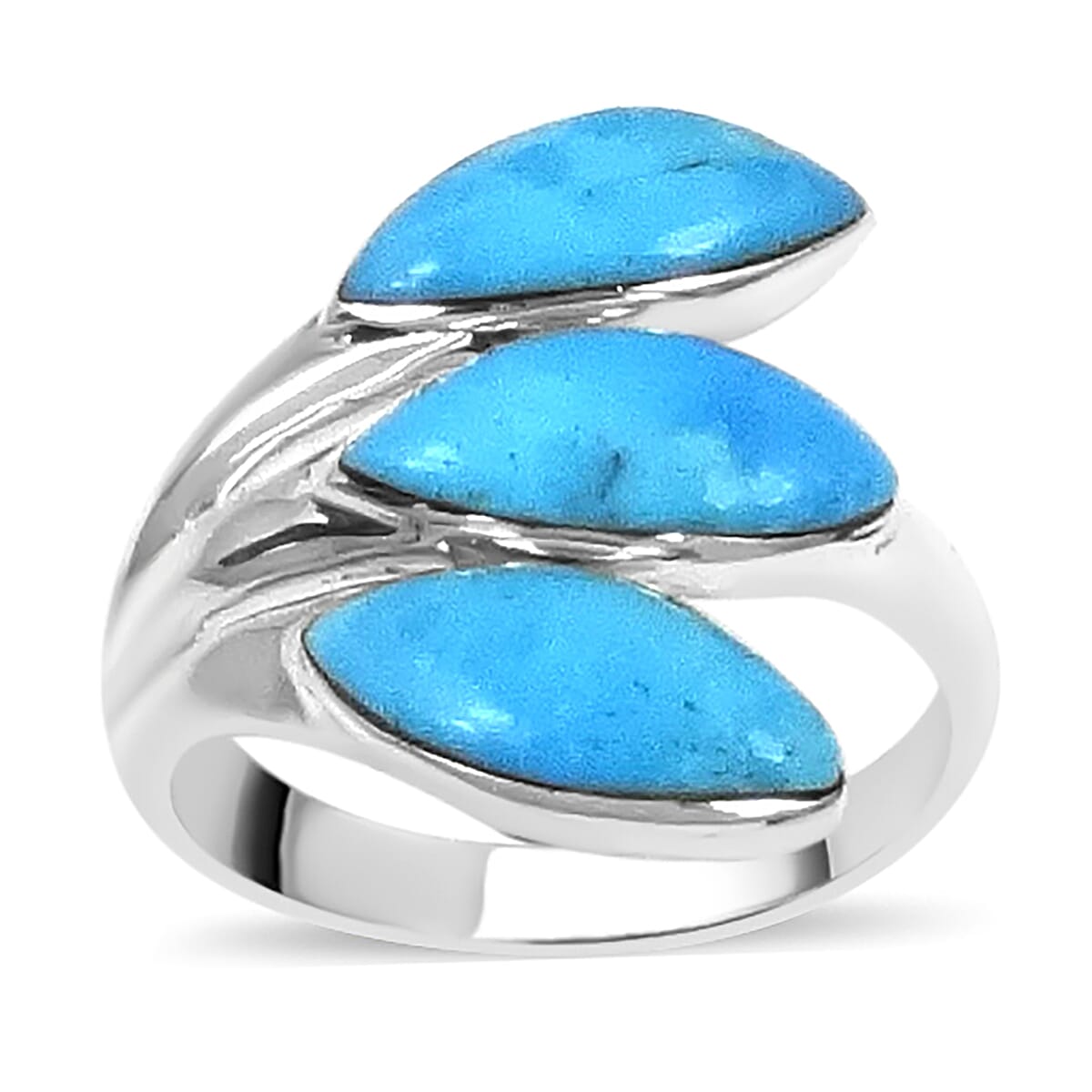 Santa Fe Collection - Turquoise Ring in Rhodium Overlay Sterling Silver ...