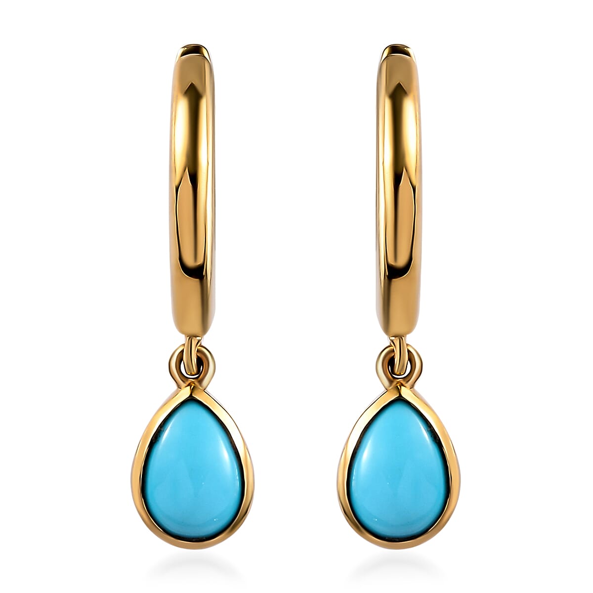 Arizona Sleeping Beauty Turquoise Earrings (With Clasp) in 18K Vermeil ...