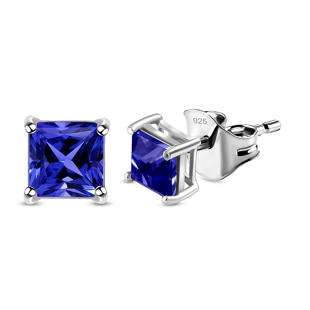 Tanzanite Austrian Crystal Stud Earrings (with Push Back) in Platinum ...