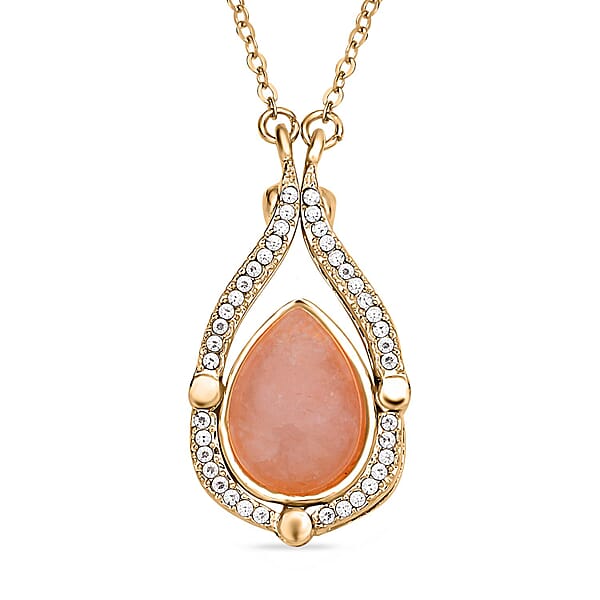 Rose Quartz and White Austrian Crystal Two Way Necklace (Size - 20 With ...