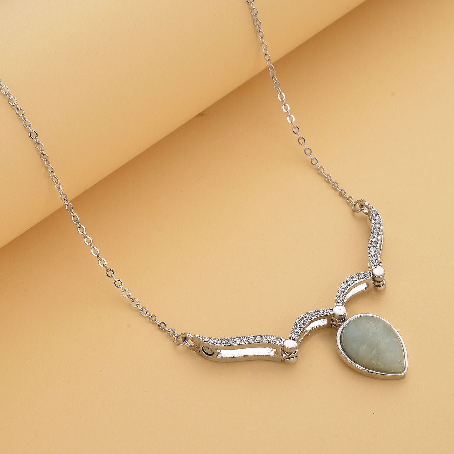 Amazonite and White Austrian Crystal Two Way Necklace (Size - 20 with 4 ...