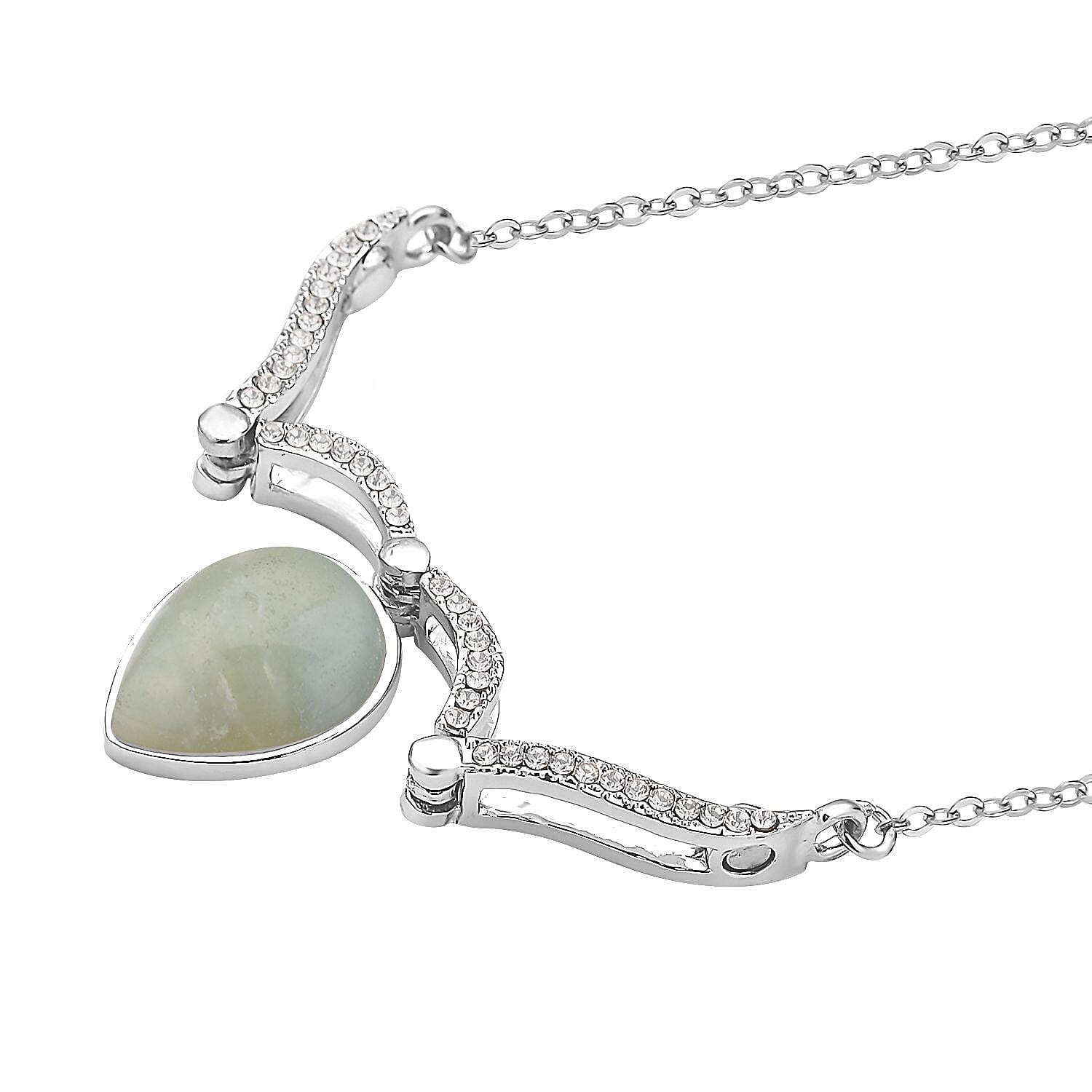 Amazonite and White Austrian Crystal Two Way Necklace (Size - 20 with 4 ...