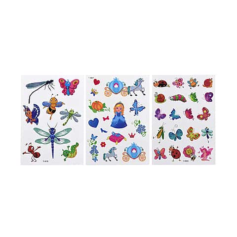 12 Sheets 3D Temporary Tattoos Stickers (Size 14x10 Cm) - Multi ...