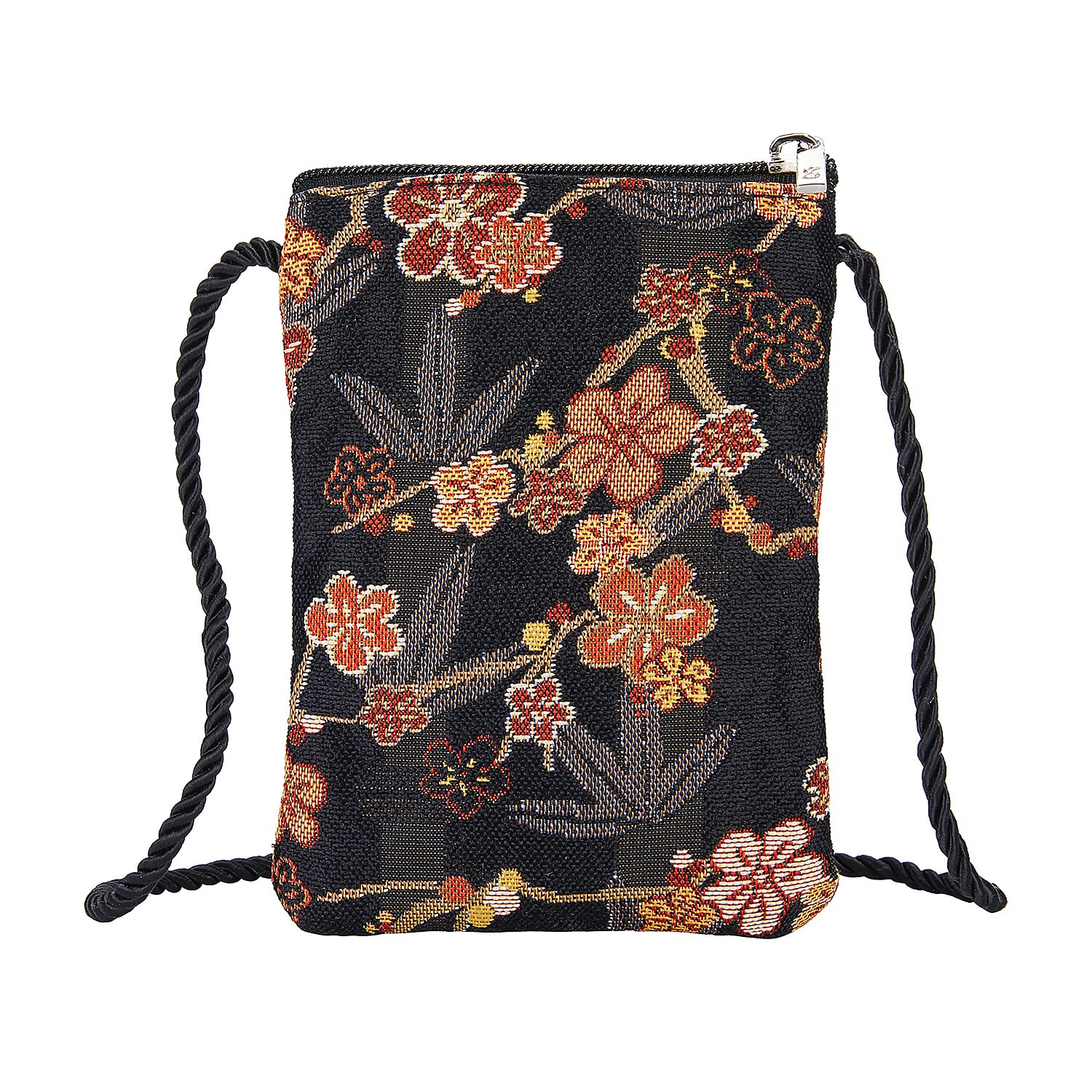 Signare Tapestry - Ume Sakura Floral Crossbody Phone Bag - Black ...